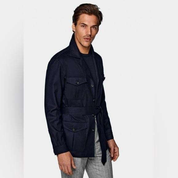 Suitsupply | Jackets & Coats | Suitsupply Belted Safari Jacket Navy ...